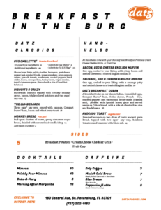 Menu - Datz Restaurant